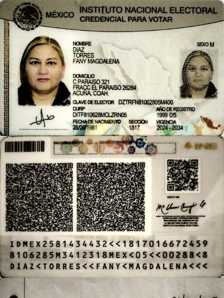 Credencial para Votar en México: Fany Díaz Torres | PDF