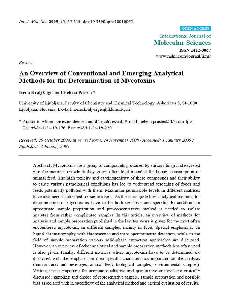 An Overview of Conventional and Emerging | PDF | Biosensor | Mycotoxin