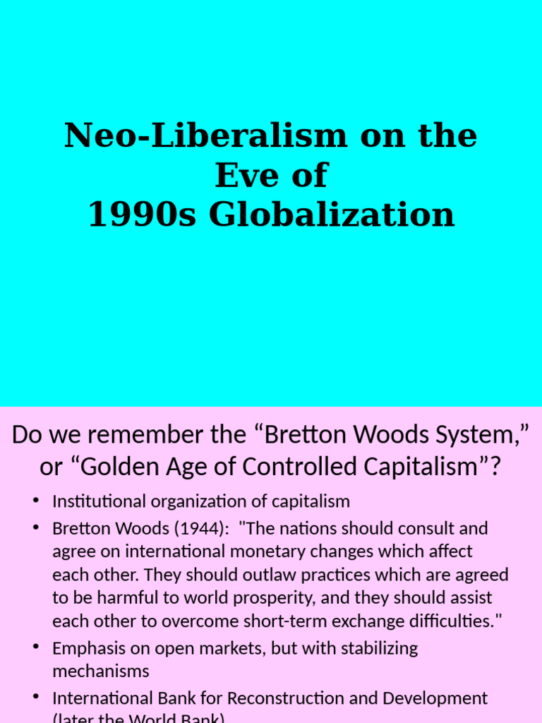Lecture 24 Neo-Liberalism | PDF | Neoliberalism | Keynesian Economics