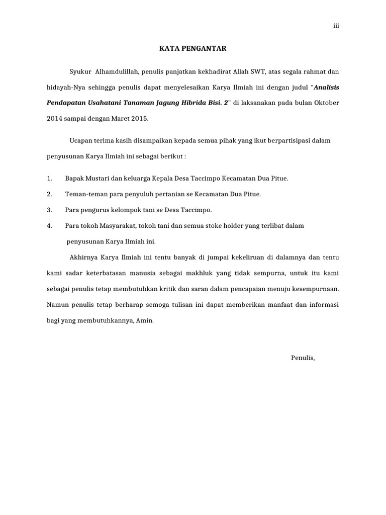 KATA PENGANTAR KTI III | PDF