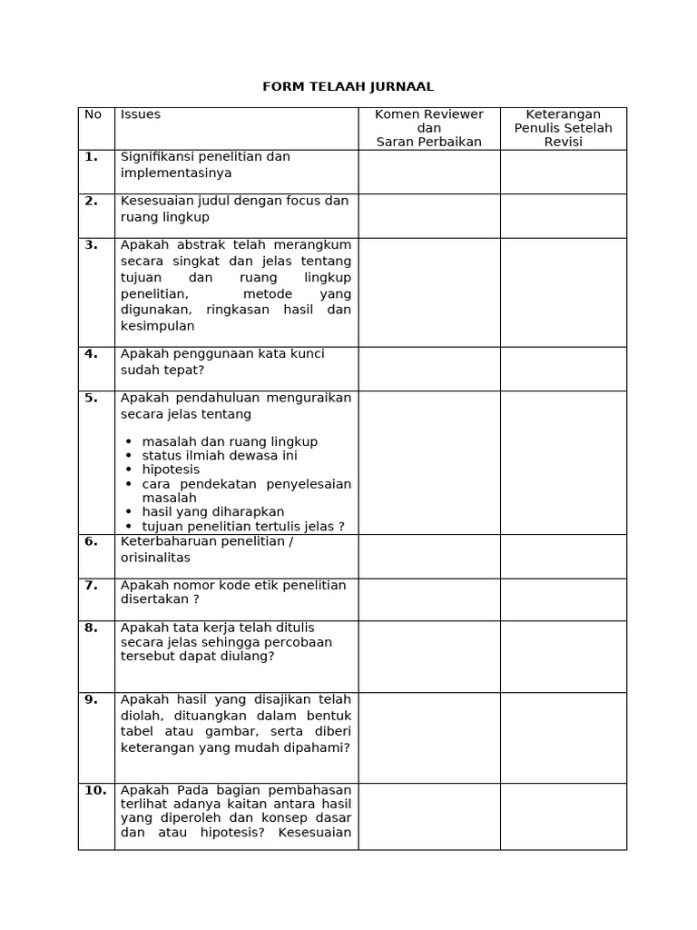 Form Telaah Jurnal | PDF