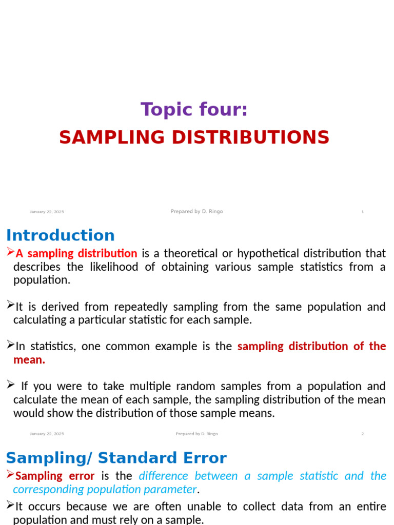 Topic Four & Five - Sampling Distributions & Estimation Theory | PDF ...