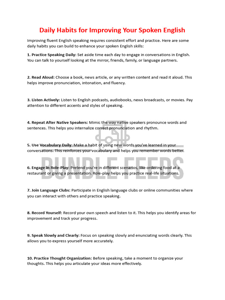 Daily Habits to Boost English Fluency | PDF | English Language | Fluency