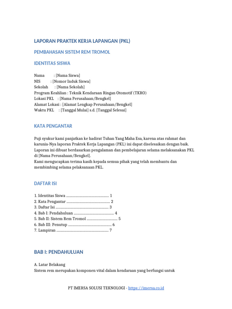 Laporan PKL Sistem Rem Tromol | PDF