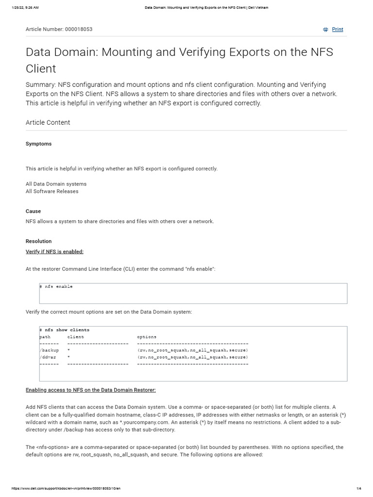 Data Domain - Mounting and Verifying Exports On The NFS Client - Dell ...
