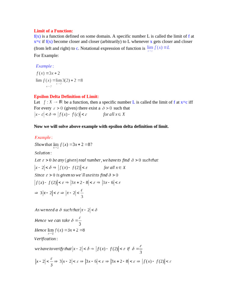 LIMIT, Epsilon Delta | PDF