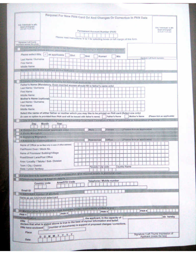 Pan Correction Form - 1 | PDF