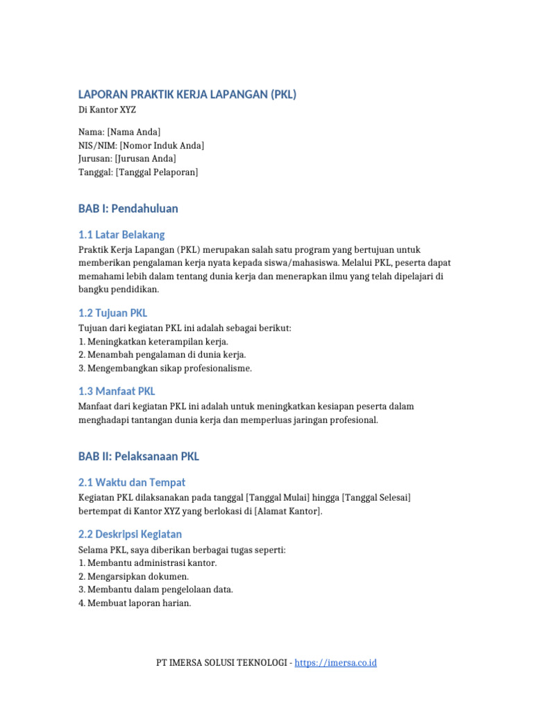 Contoh Laporan PKL Perkantoran | PDF