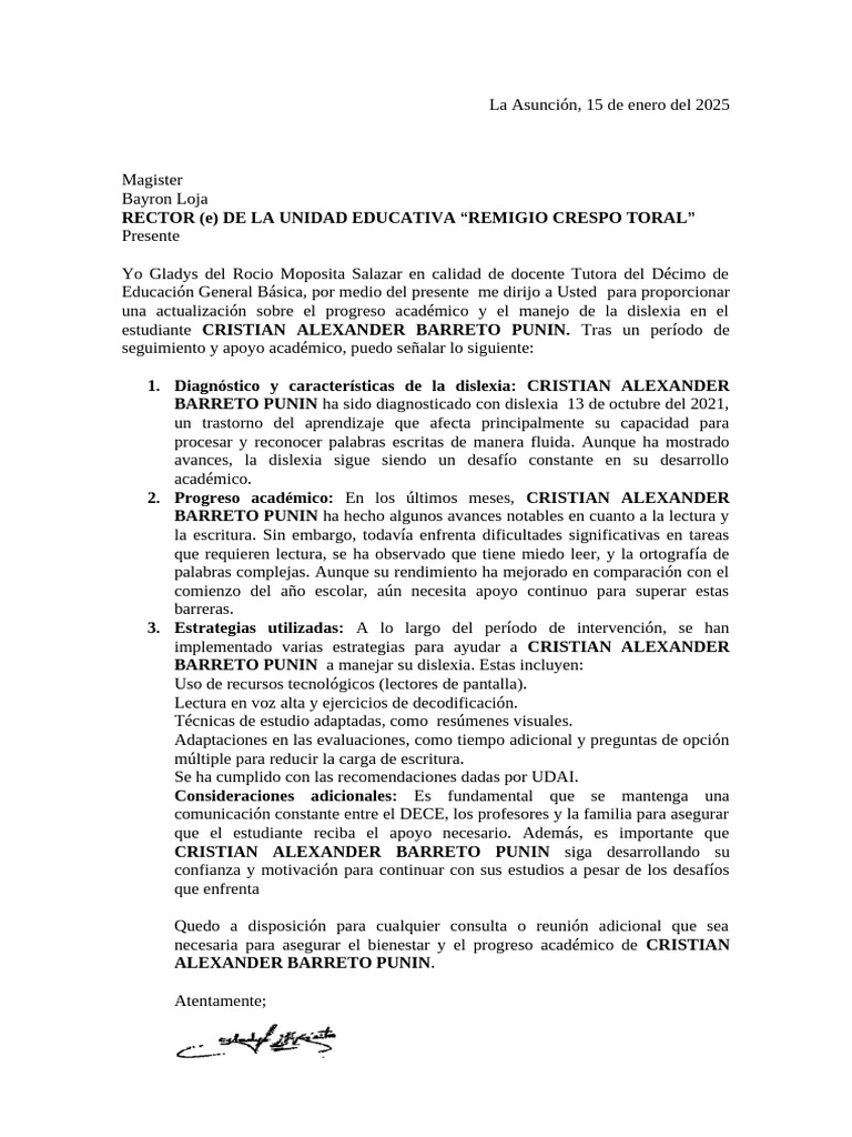 Barreto | PDF | Dislexia | Modificación de comportamiento