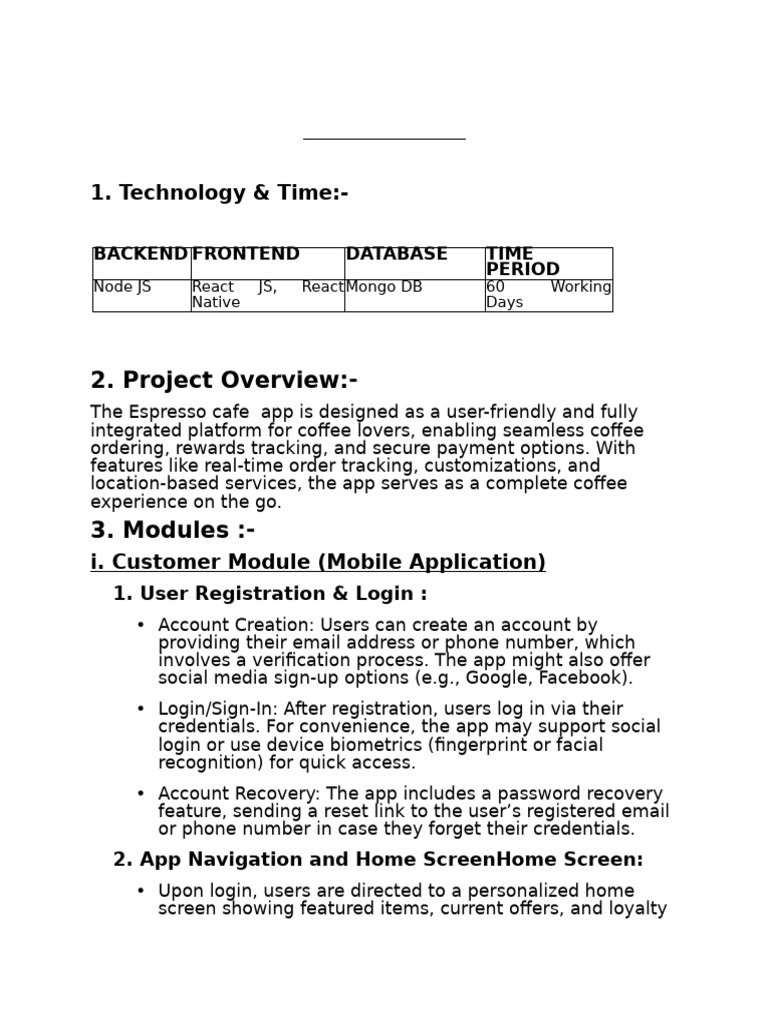 Espresso Cafe App | PDF | Analytics | Mobile App