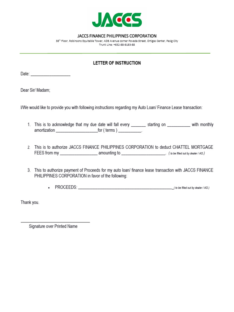 Letter of Instruction (New Format) (1) 2 | PDF