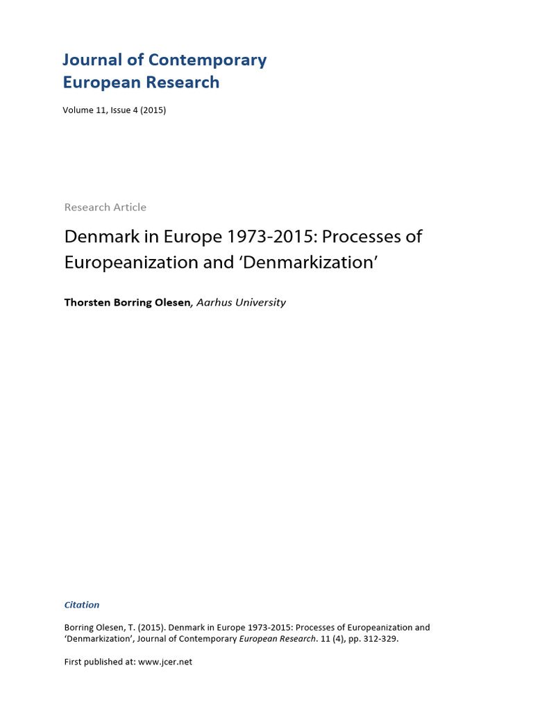 Denmark in Europe 1973-2015 Processes of Europeani | PDF | Maastricht ...