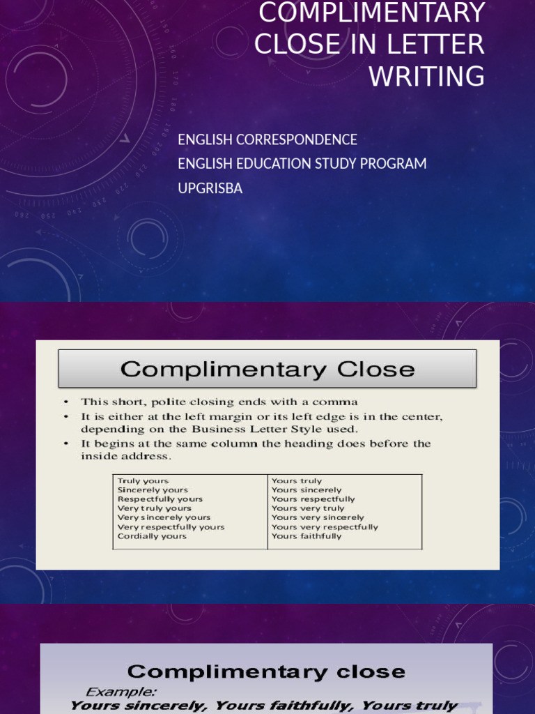 Complimentary Close Meet 6 | PDF