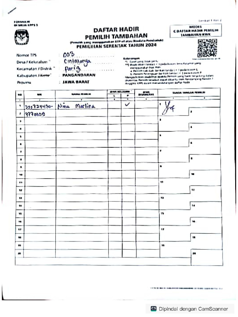 Daftar Hadir DPTB 03 | PDF