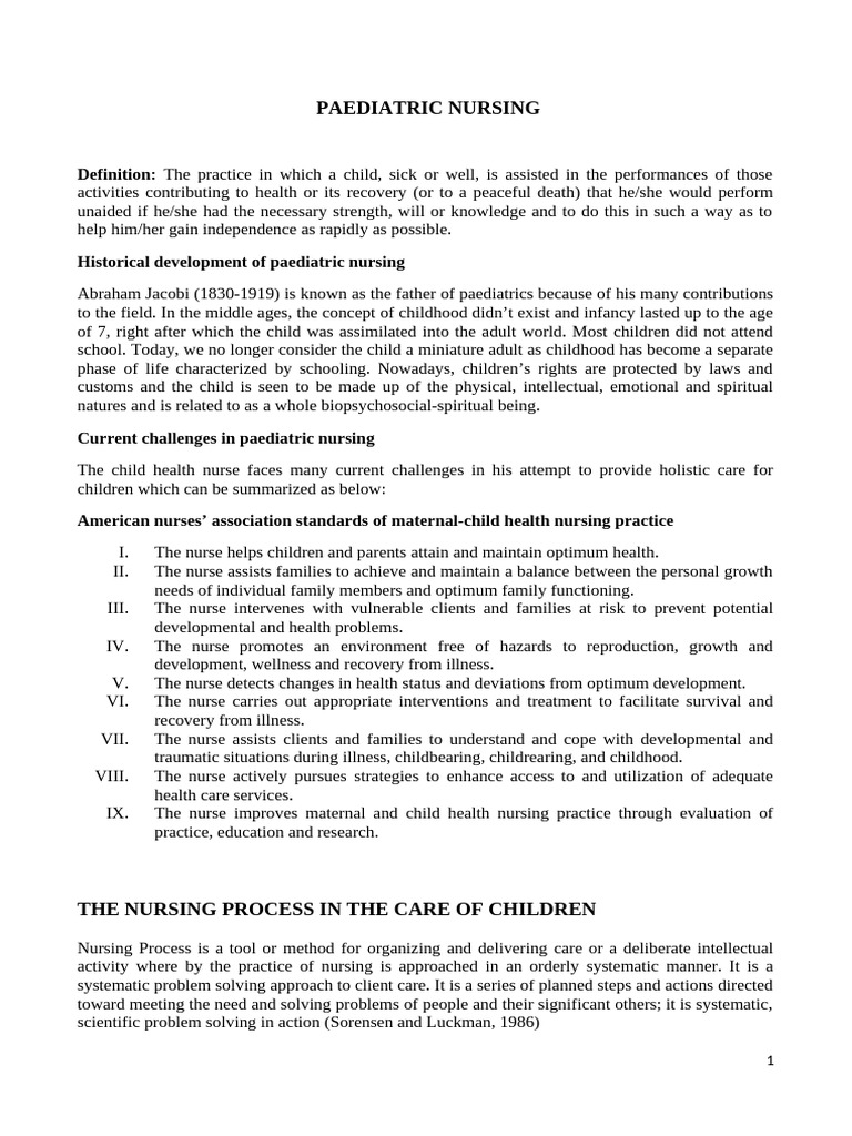 PEDIATRIC NURSING | PDF | Nursing | Childbirth