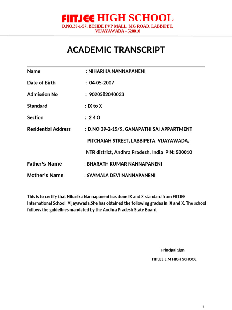 9th and 10th Transcripts | PDF