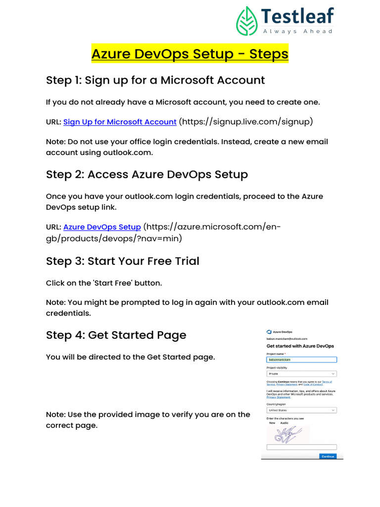 Azure DevOps Setup Steps | PDF