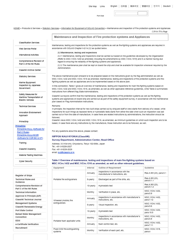 Maintenance of FFA - ClassNK - 21012025 | PDF