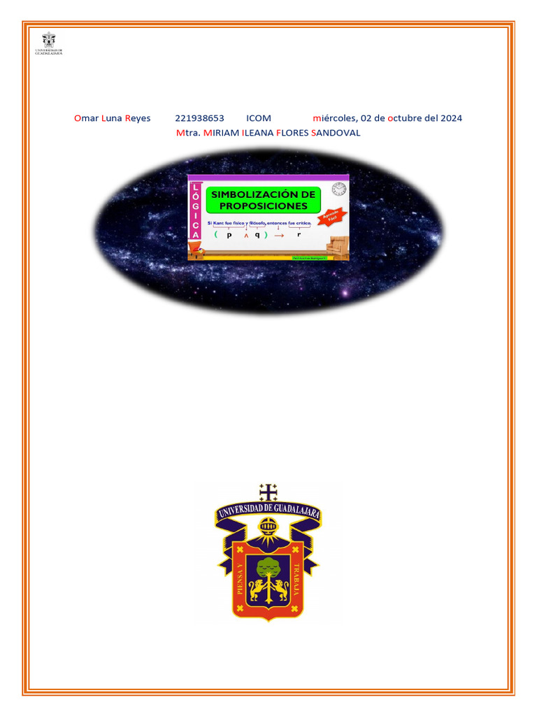 Simbolizacion de Proposiciones | PDF | Lógica matemática | Matemáticas