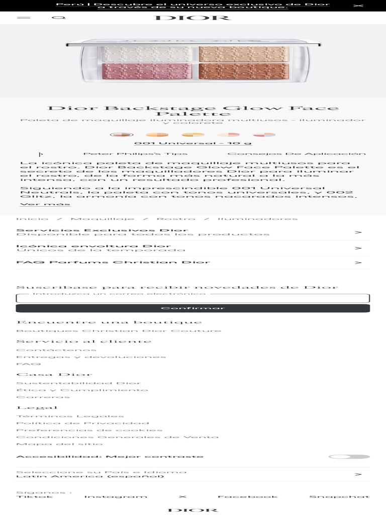 Glow Face Palette Paleta de Maquillaje Multiusos Rostro I DIOR Dior | PDF | Rieles | Metales de ...
