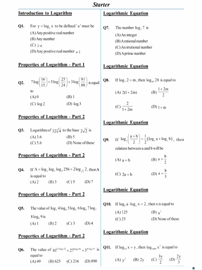 Logarithm HW-1 | PDF