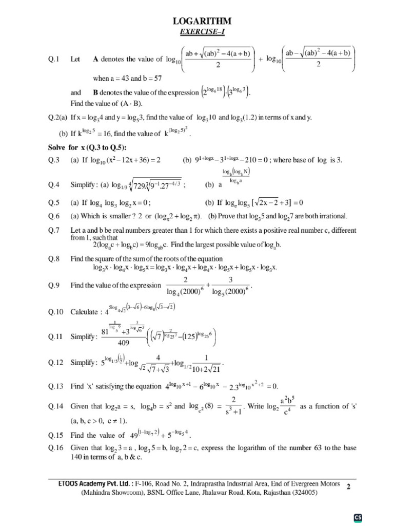 Logarithm HW 4 | PDF