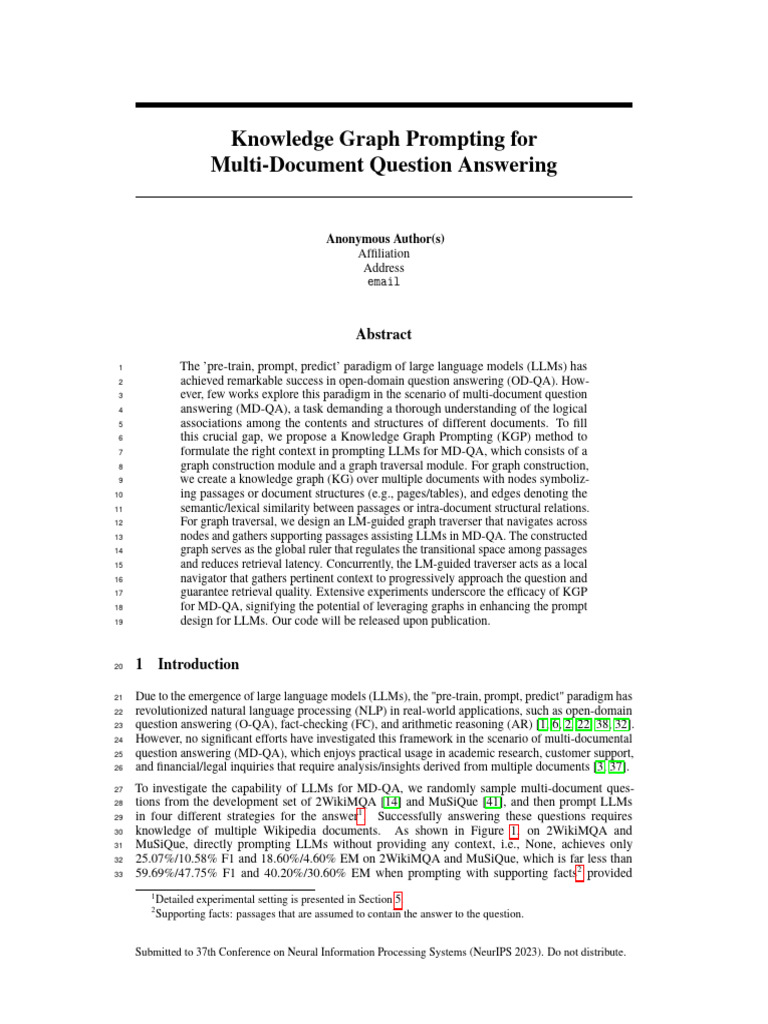Knowledge Graph Prompting For Multi-Document Question Annswering 2023 | PDF | Vertex (Graph ...