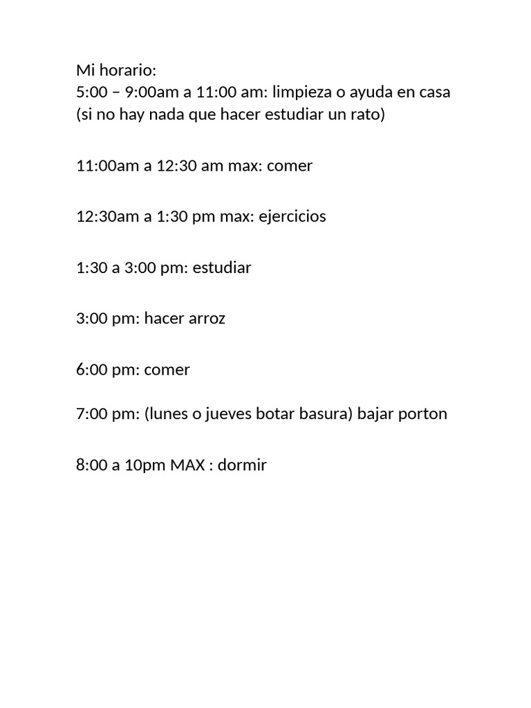 Mi Horario | PDF