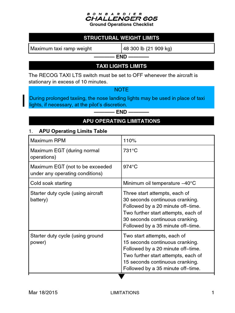 Aircraft Ground Operations Limits | PDF | Engines | Aviation