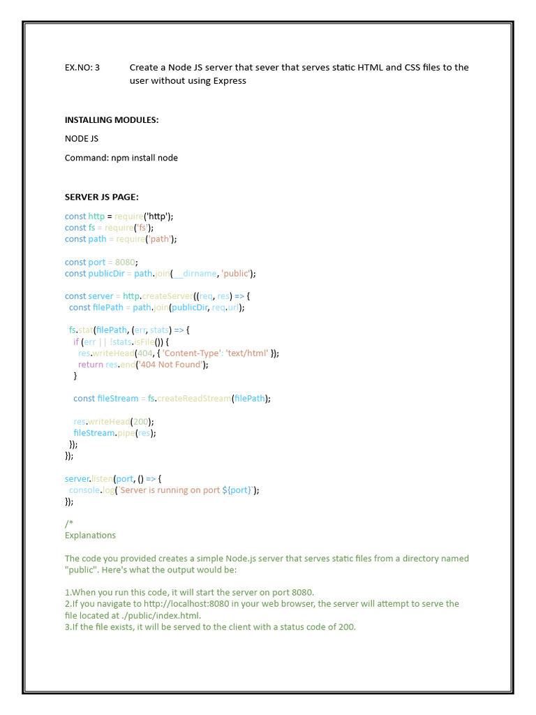 Node.js Static File Server Guide | PDF