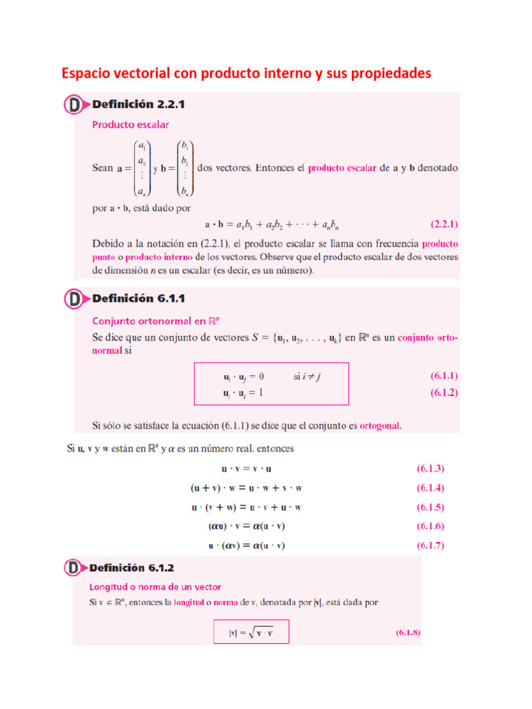 Espacio Vectorial Con Producto Interno y Sus Propiedades | PDF