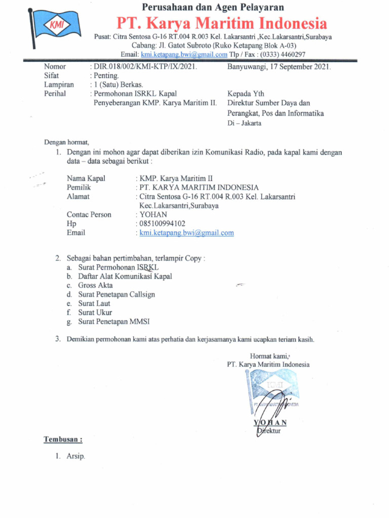 Permohonan ISR Kapal Laut | PDF