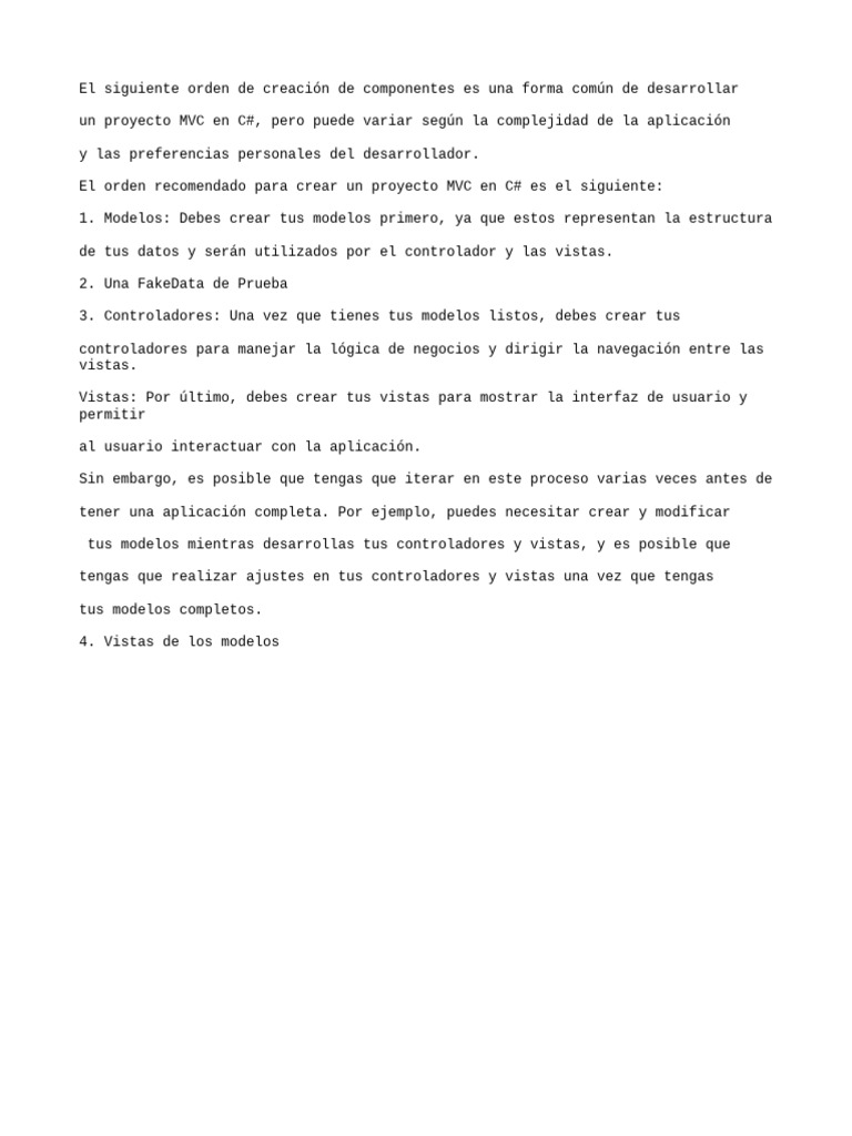 Steb by Step para Crear Proyectos MVC | PDF