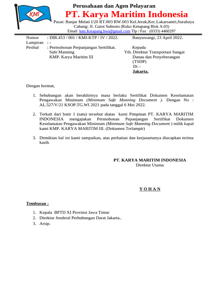 Permohonan Safe Manning | PDF