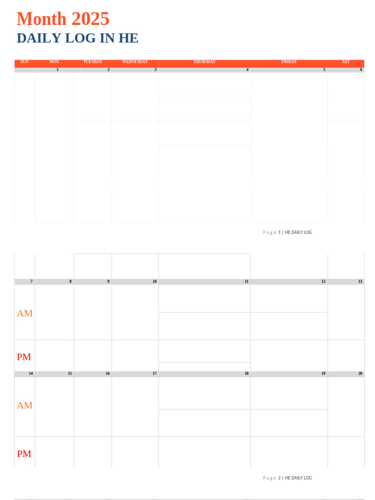He Daily Log Template | PDF