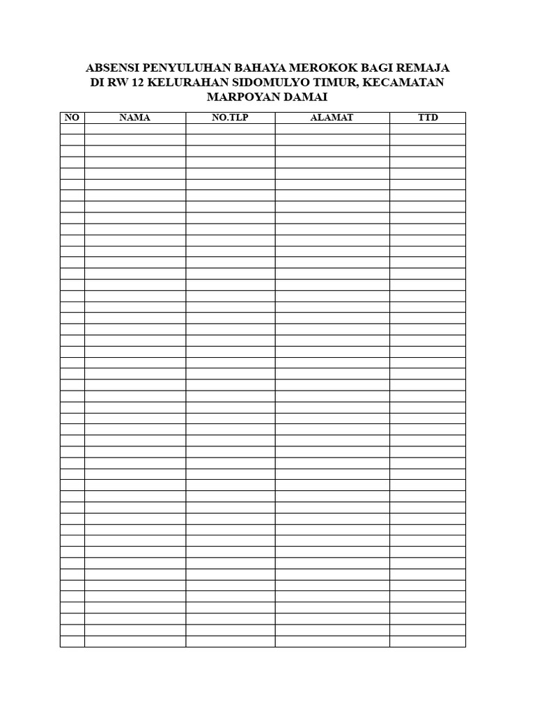 Absensi Bahaya Merokok | PDF