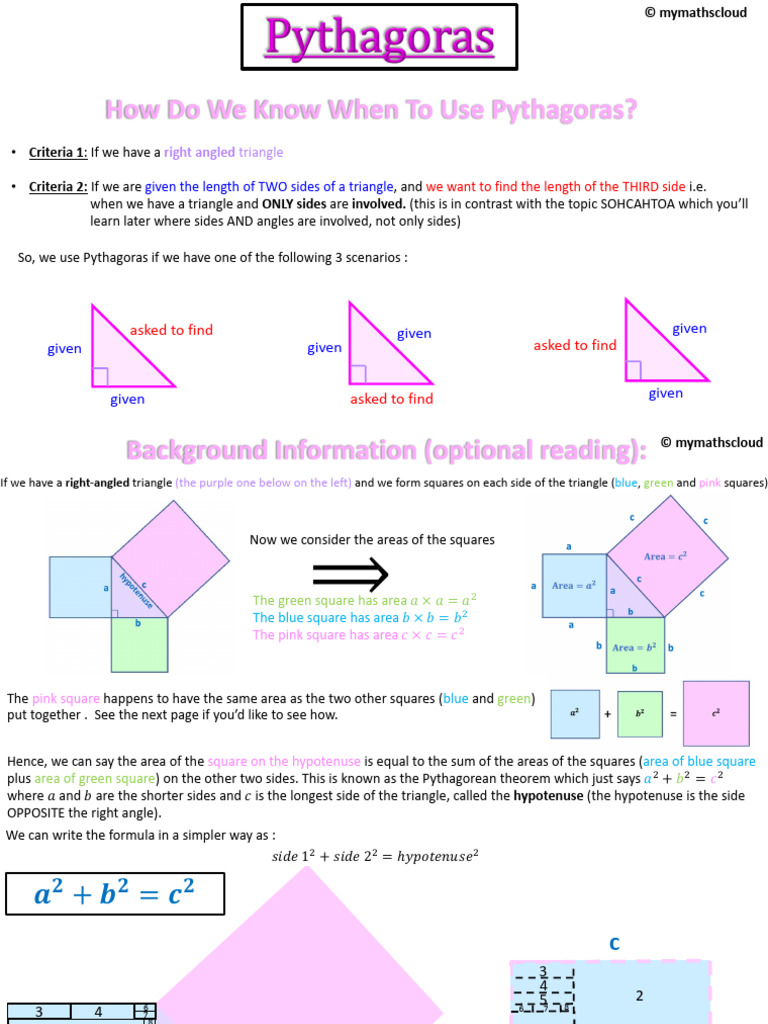 Pythagorean Theorem Guide | PDF | Geometry | Elementary Geometry