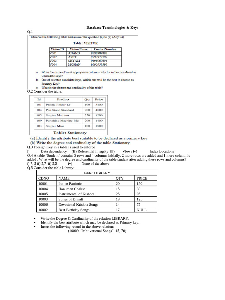 Terminologies & Keys | PDF