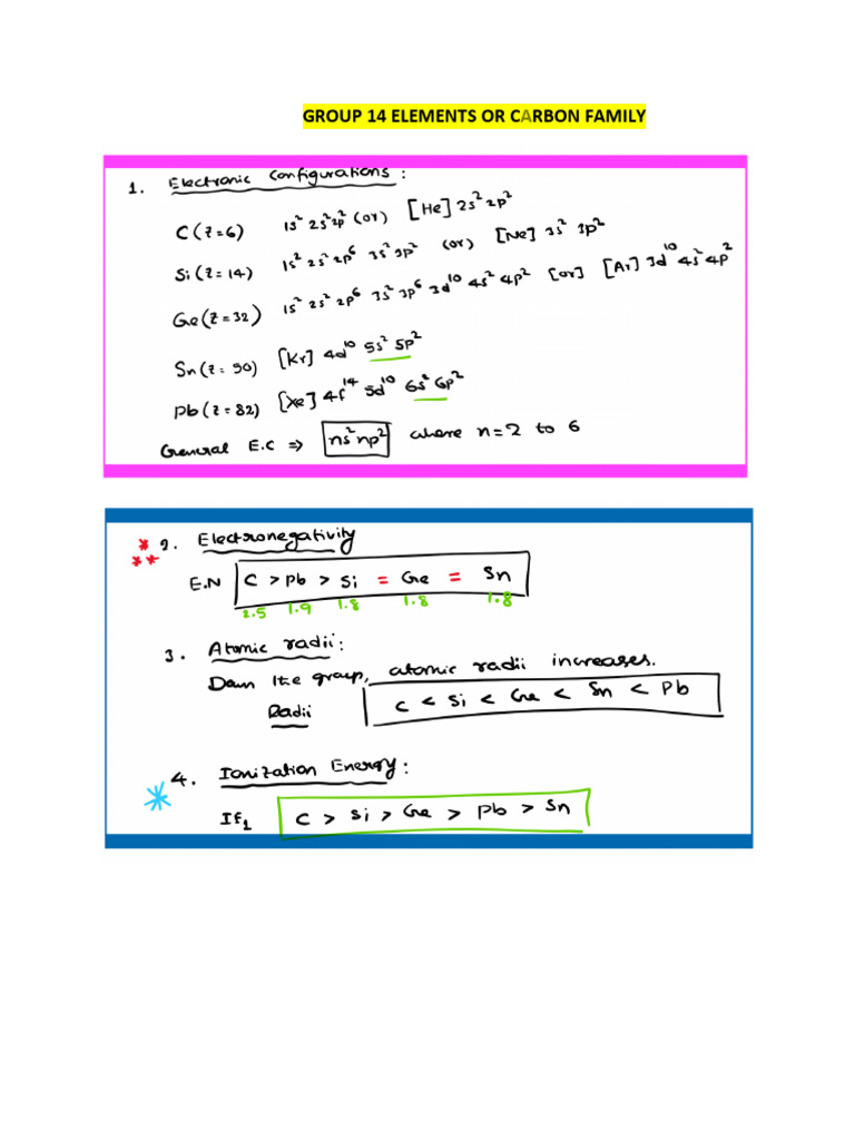 Group 14 Elements or Carbon Family | PDF
