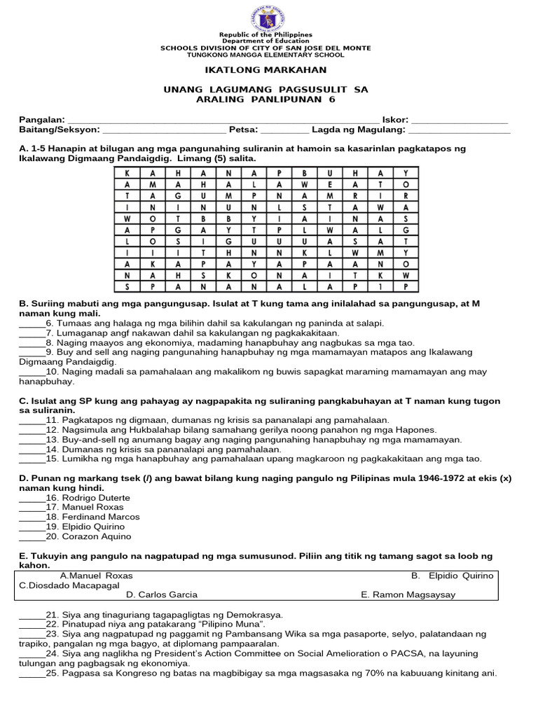 Ap6 Q3 Summative-Test-1 | PDF