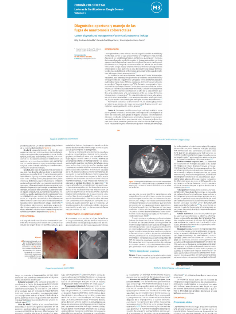Diagnostico Oportuno y Manejo de Las Fugas de Anastomosis Colorrectales | PDF