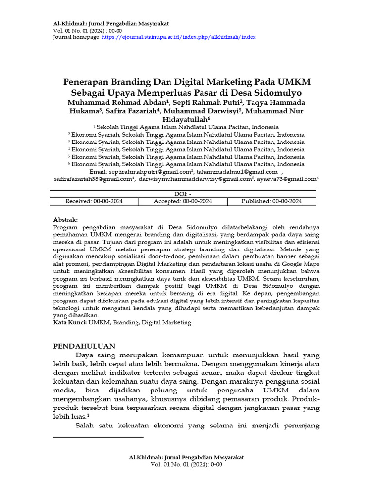 Branding Dan Digital Marketing Umkm - Final KKN Sidomulyo | PDF
