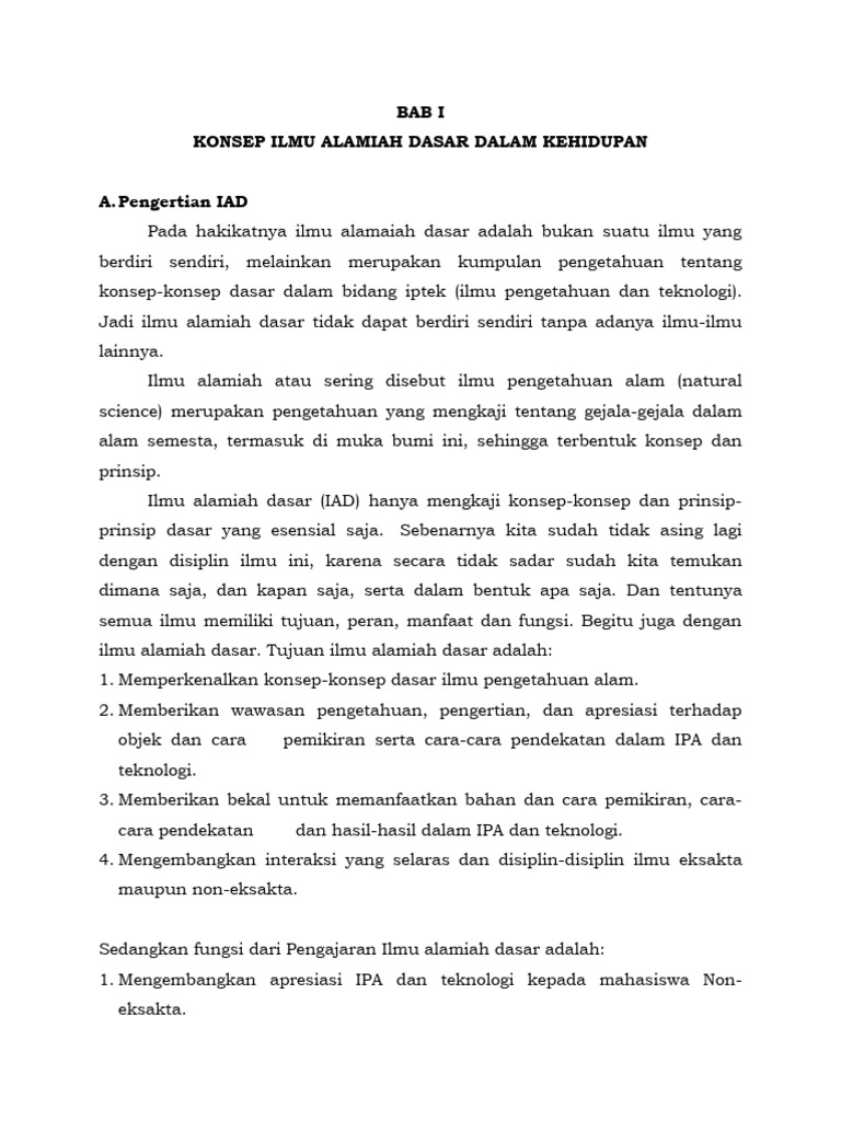 Konsep Ilmu Alamiah Dasar dalam Kehidupan | PDF