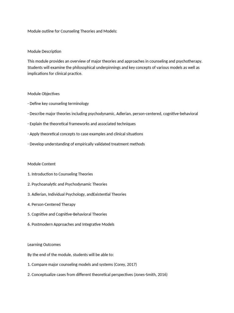 Counseling Theories and Models | PDF