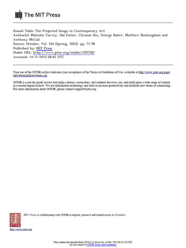 October-The Projected Image in Cont Art | PDF | Academic Publishing ...