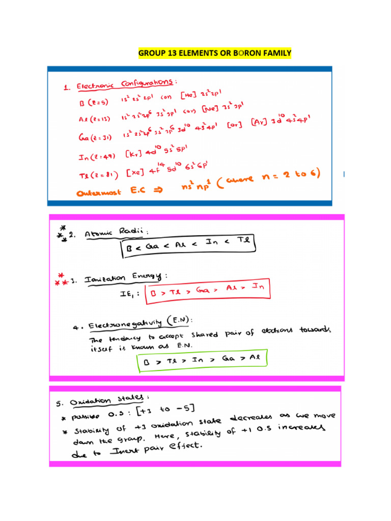 Group 13 Elements or Boron Family | PDF
