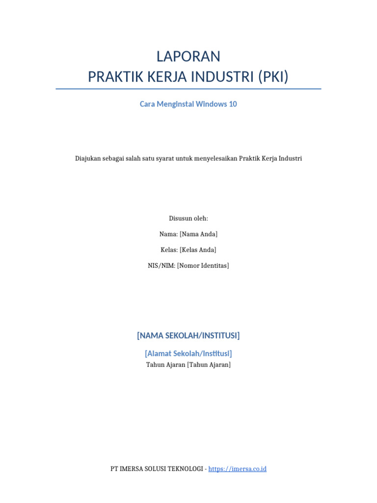 Contoh Laporan PKI Cover | PDF