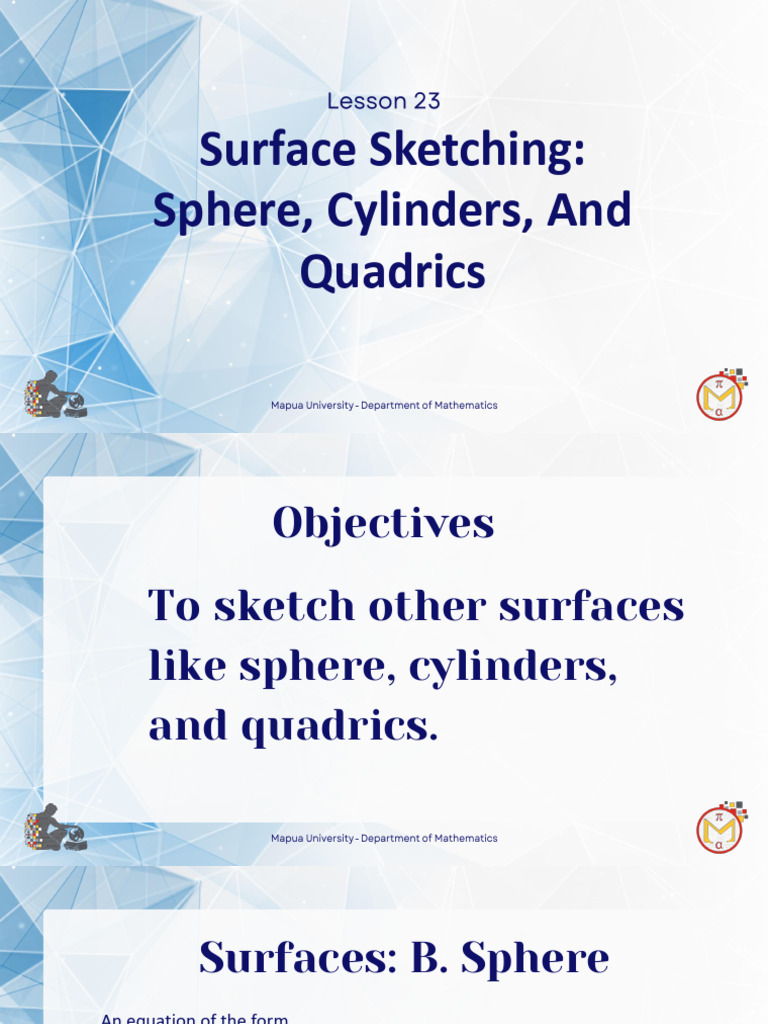 Surface Sketching: Spheres, Cylinders, Quadrics | PDF | Sphere | Geometry