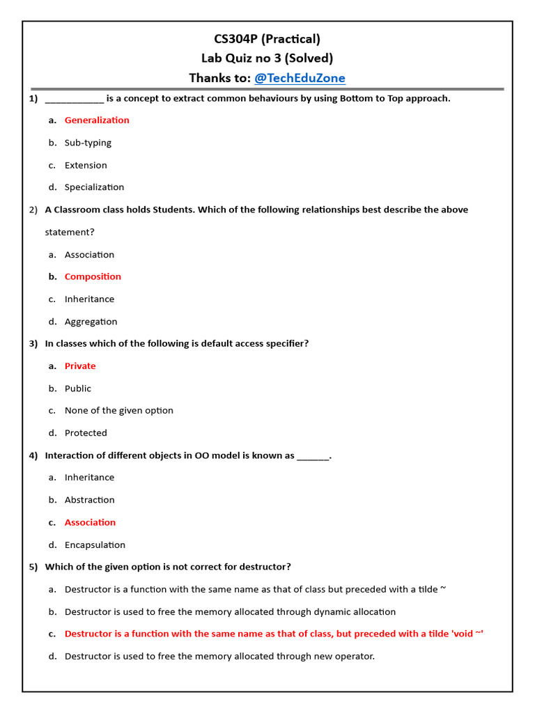 CS304P Lab Quiz no 3 | PDF