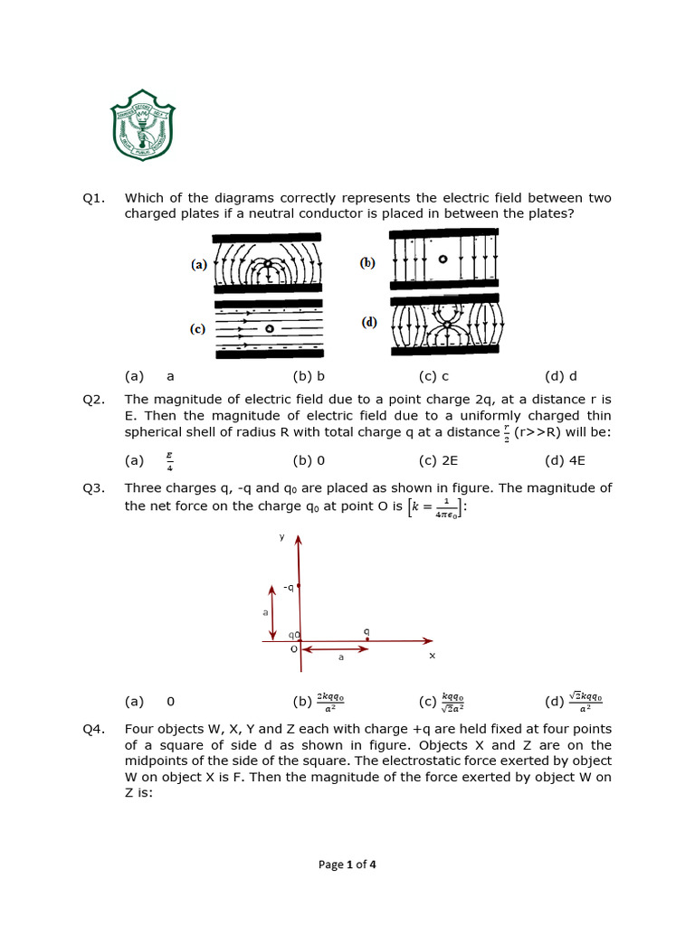 Class XII Physics Worksheet: Electric Charges | PDF | Electric Field ...
